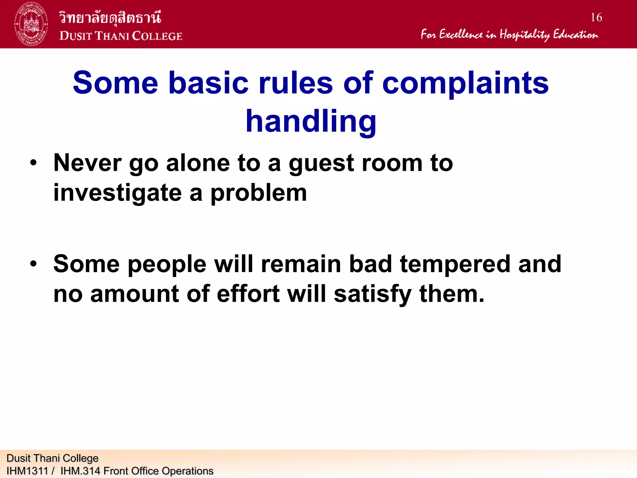 FO responsibilities and complaint handling | PPT