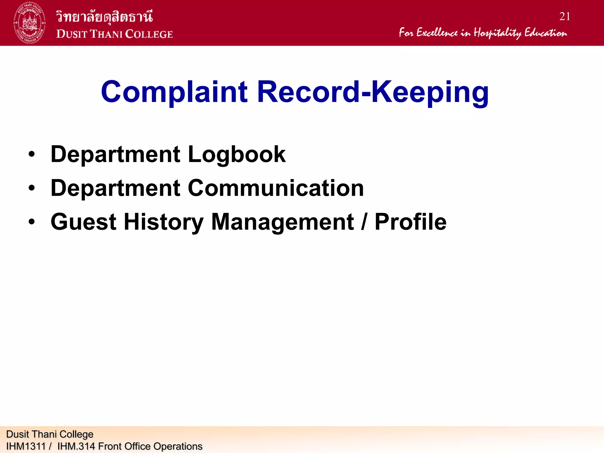 FO responsibilities and complaint handling | PPT