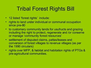 Forest Rights Act_Background: By Madhu Sarin | PPT | Agriculture ...