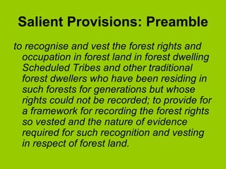 Forest Rights Act_Provisions: By Madhu Sarin | PPT