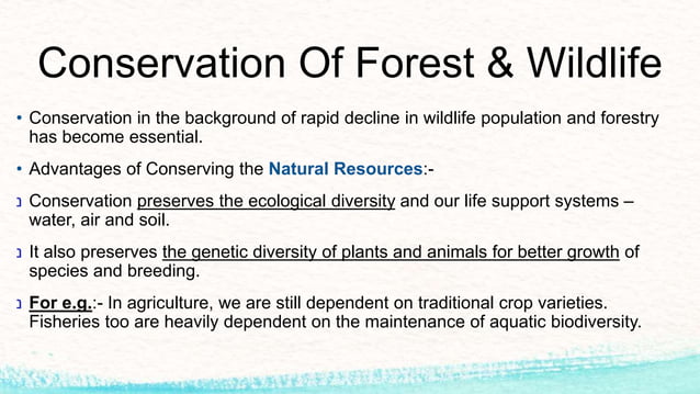 Forest and Wildlife Resources Class - 10th | PPTX | Geography | Science