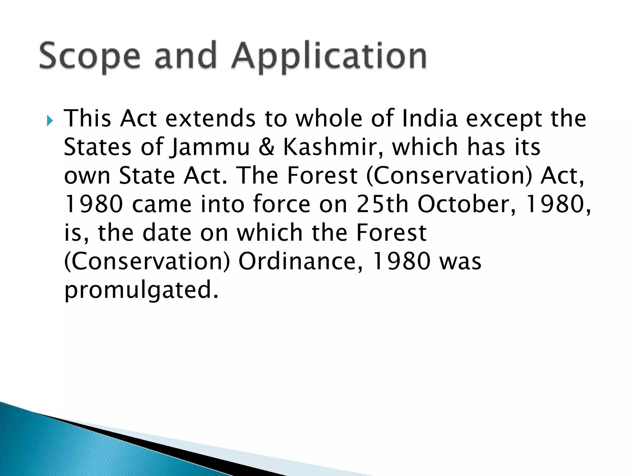 Forest conservation act, 1980 | PPTX