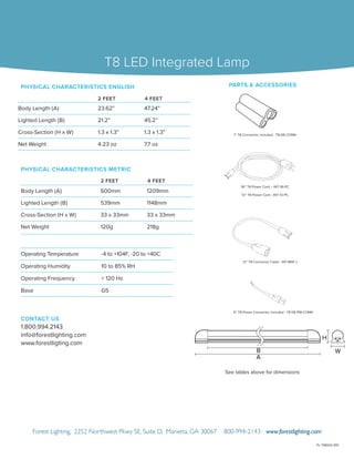 T8 LED Integrated Lamp By Forest Lighting USA | PDF