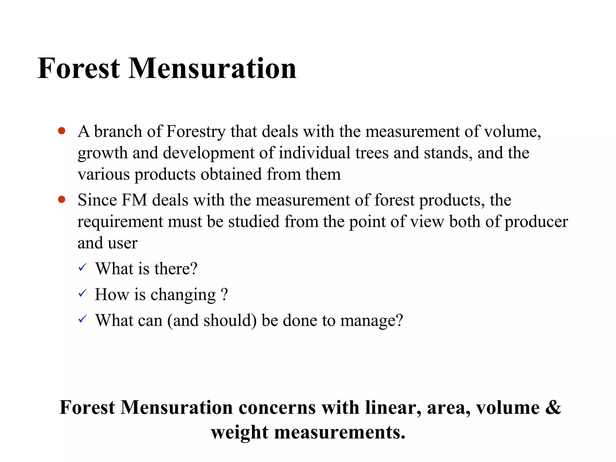Forest mensuration slide 1 | PDF