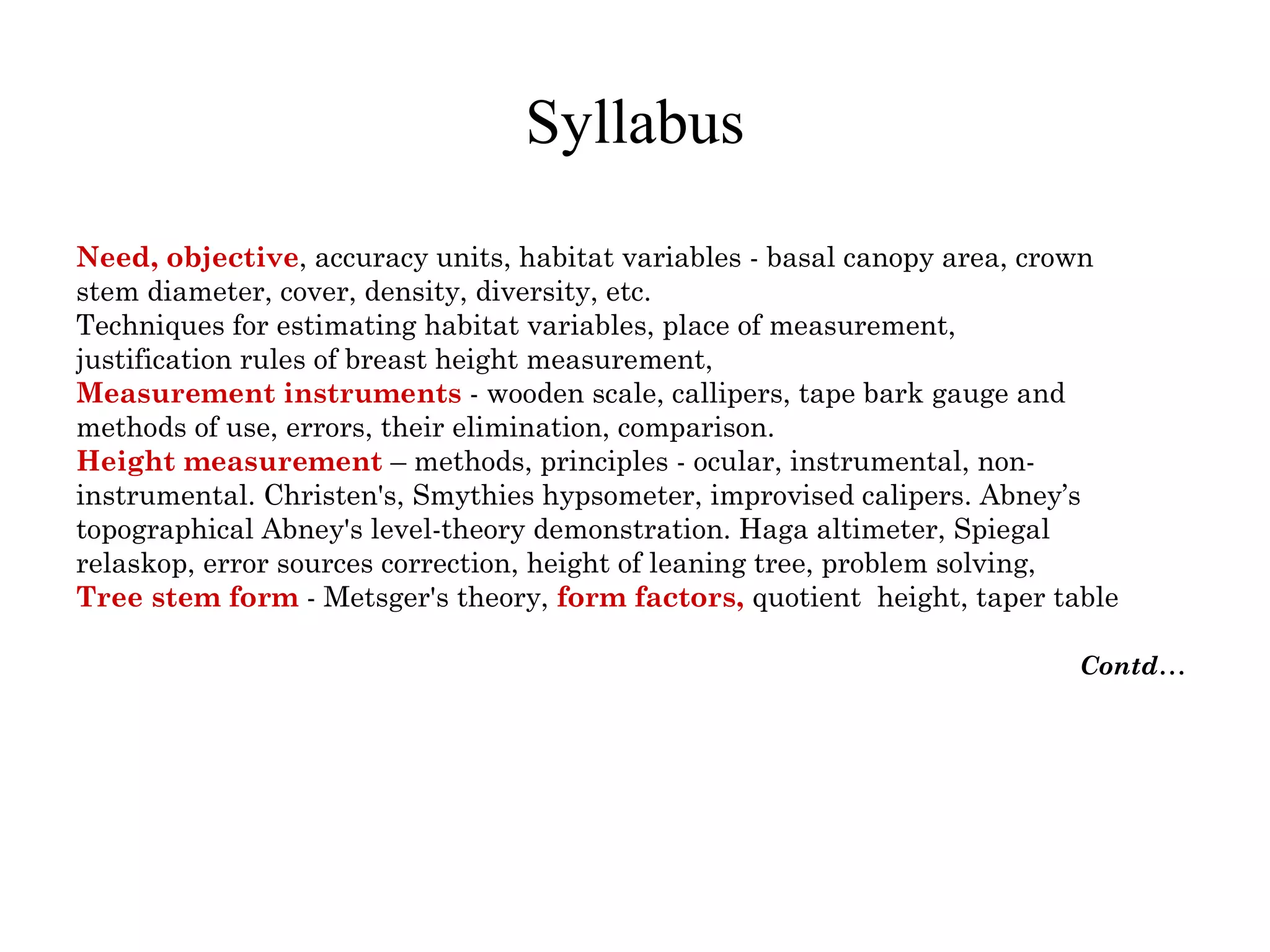 Forest mensuration slide 1 | PDF