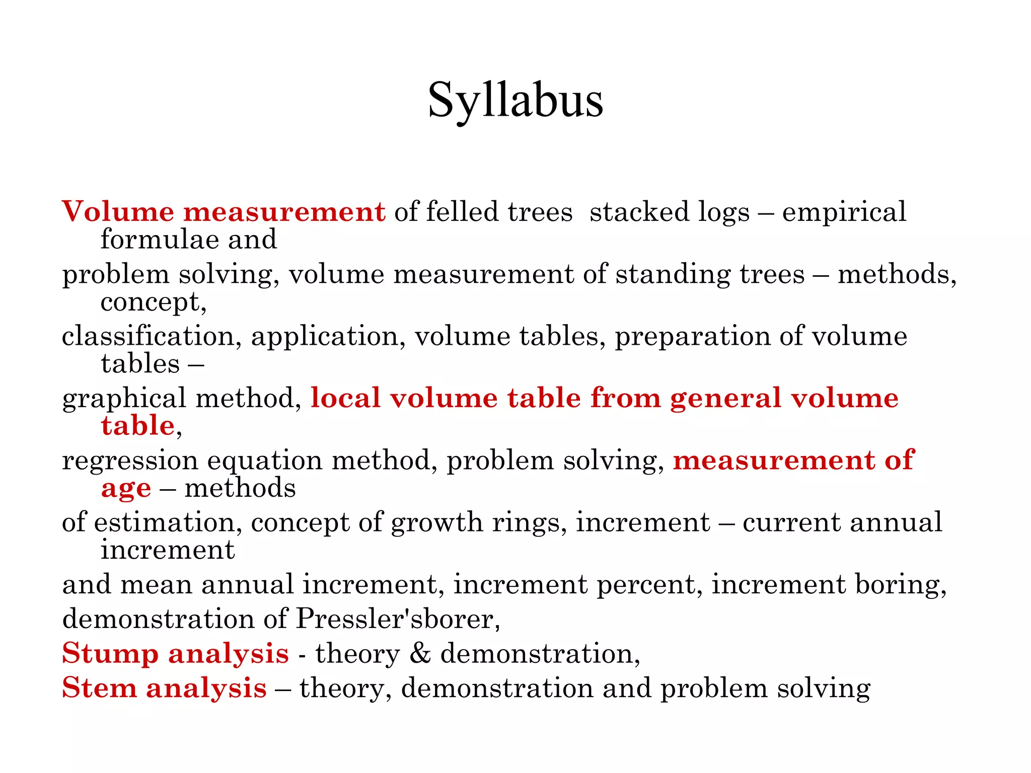 Forest Mensuration Slide 1 Pdf