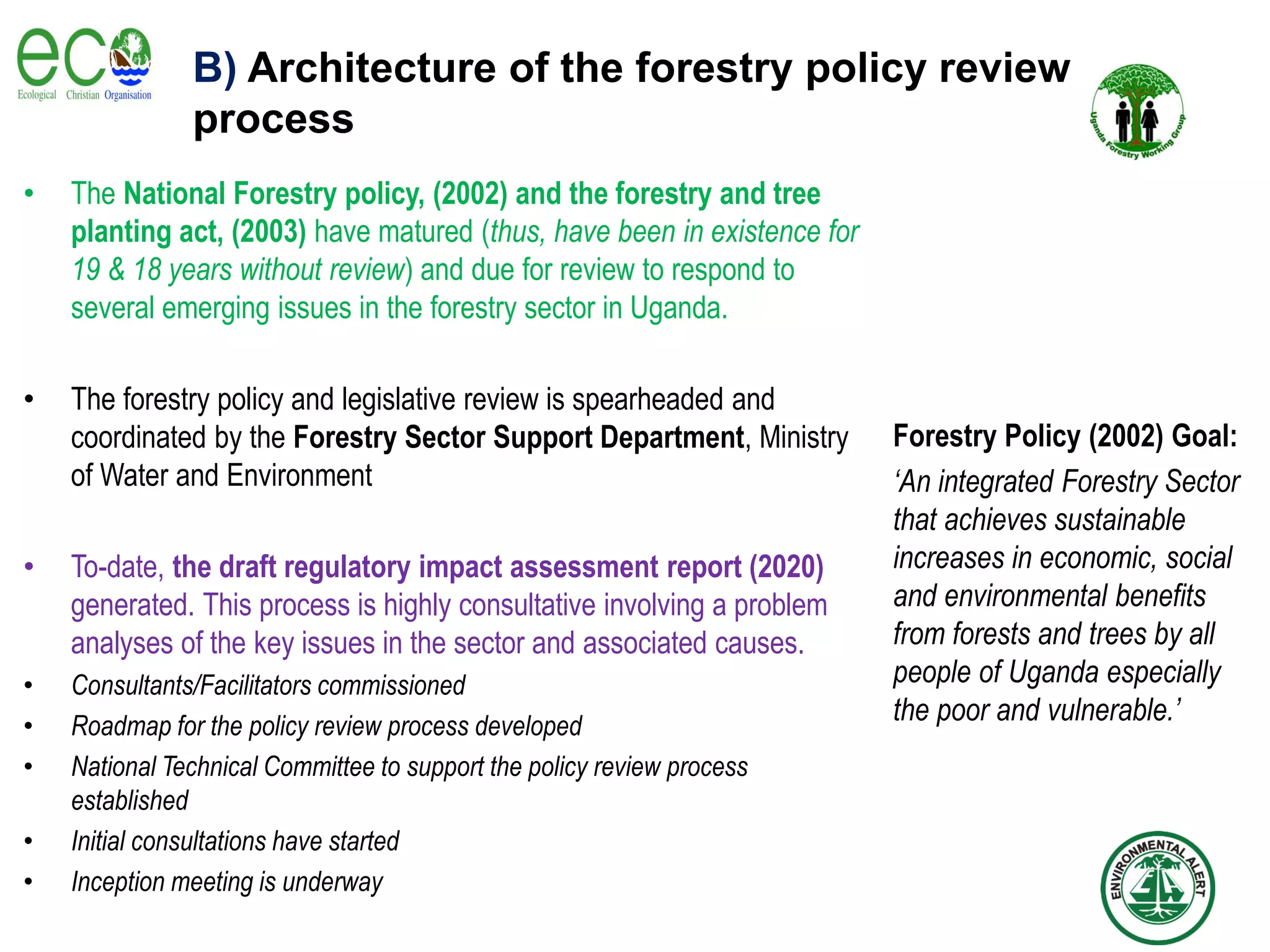National Forestry Policy Review; key emerging issues for Reflection and ...