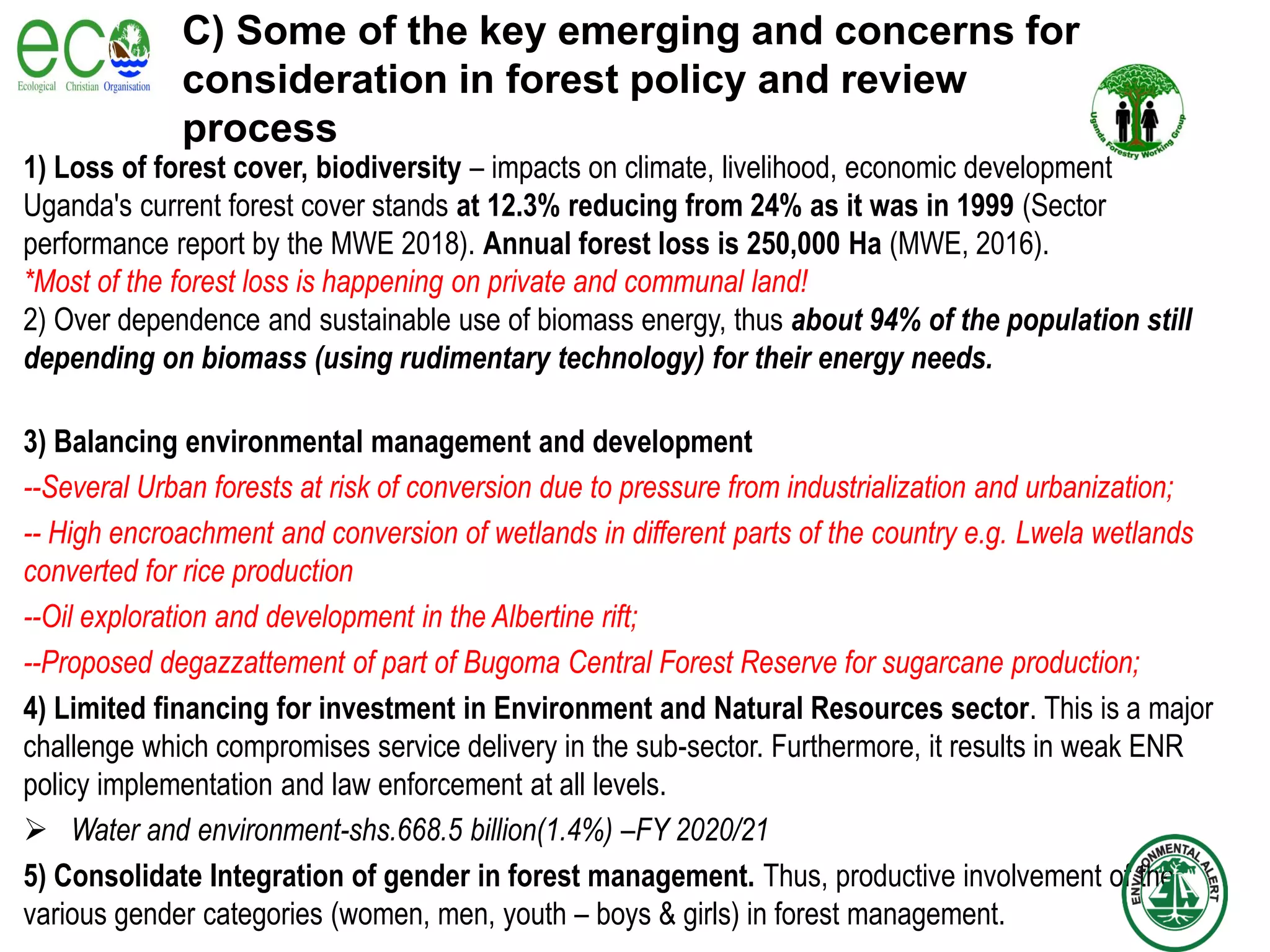 National Forestry Policy Review; key emerging issues for Reflection and ...