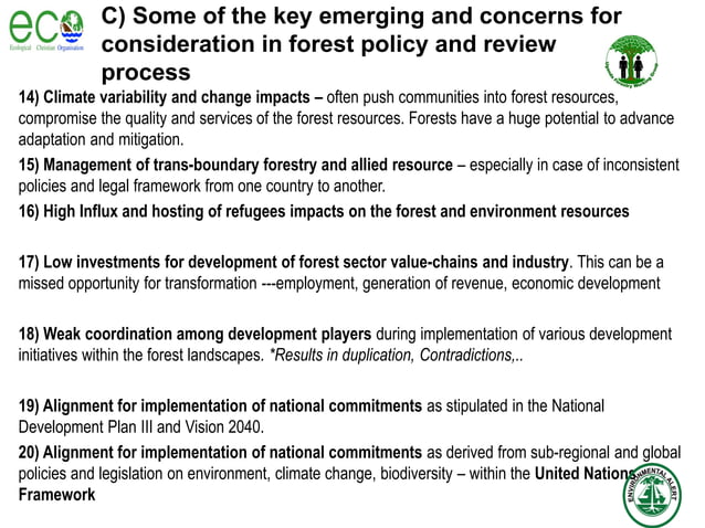 National Forestry Policy Review; key emerging issues for Reflection and ...