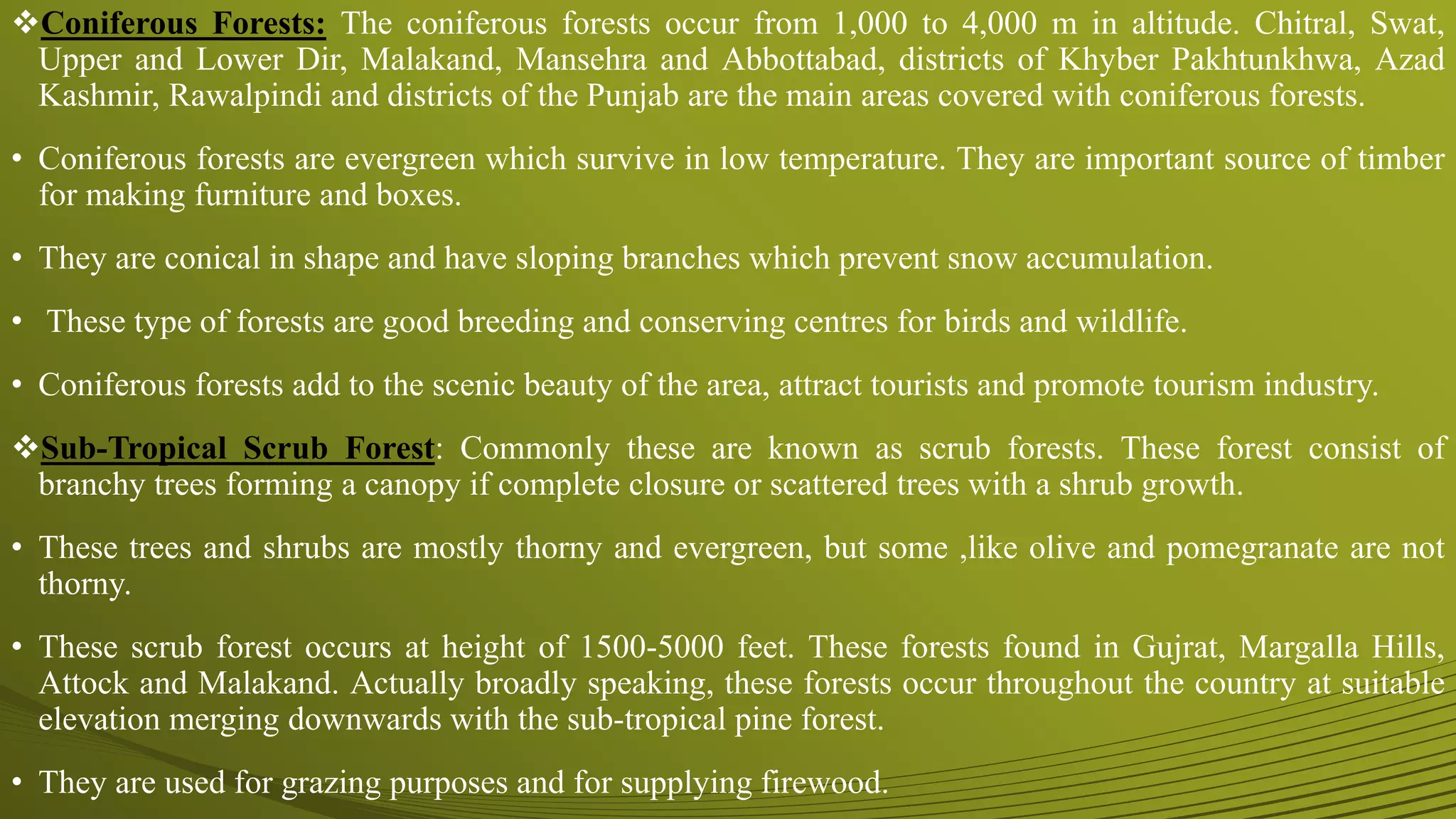 Forests of Pakistan {importance, types, causes and effects} | PPTX