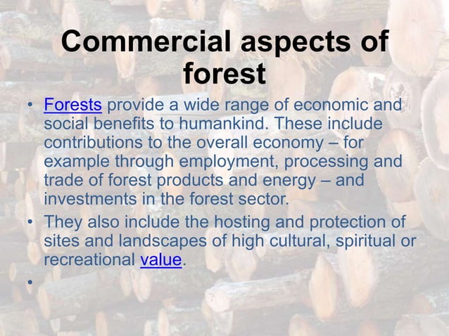 Forest utilization and its commercial aspects | PPTX | Woodworking ...
