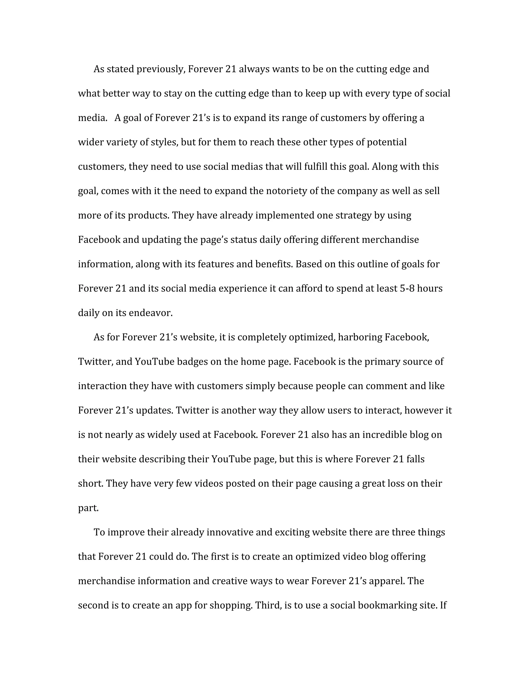 Forever 21 strategy and analysis | DOCX