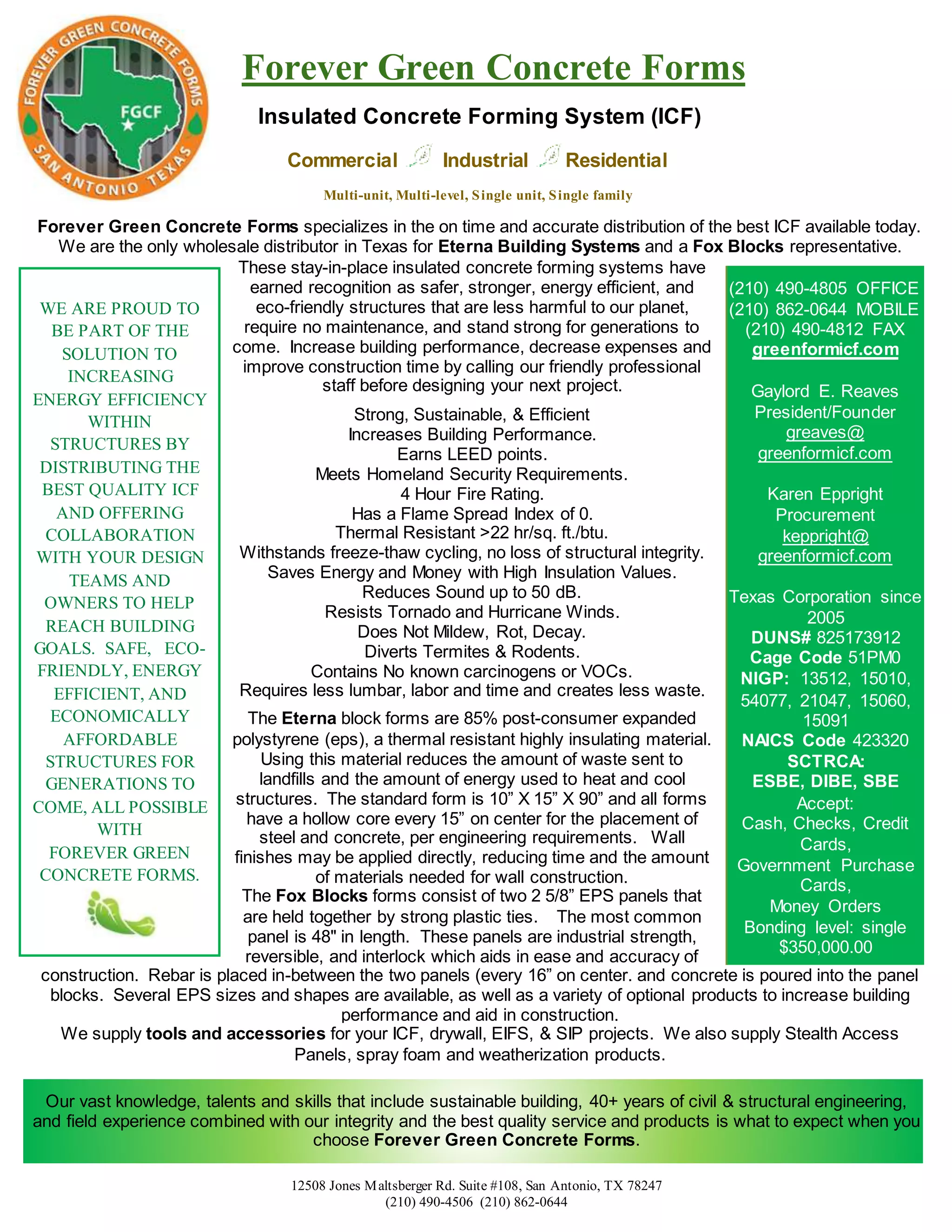 Forever green concrete forms capabilities 2.1.16 | Construction ...