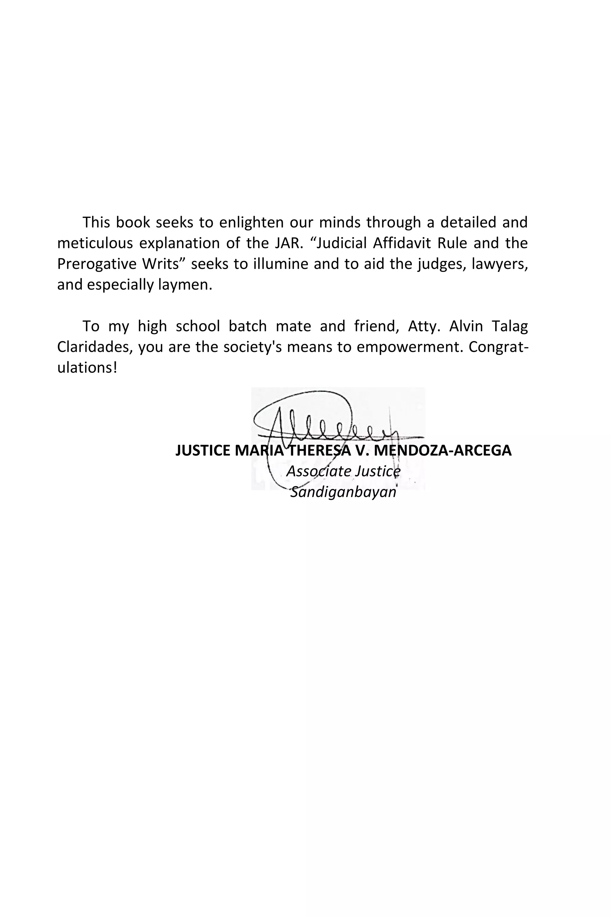 Foreword by Associate Justice Maria Theresa V. Mendoza- Arcega on ...