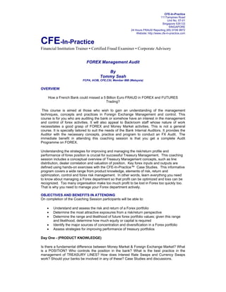 FOREIGN EXCHANGE MANAGEMENT AUDIT - FOREX AUDIT by TOMMY SEAH | PDF