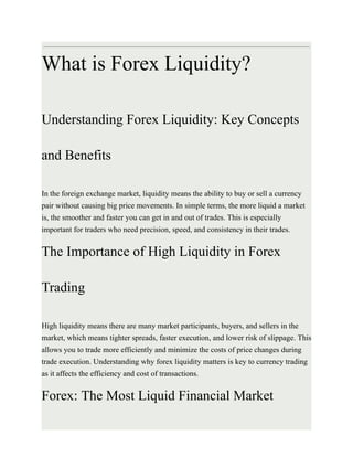 Forex Liquidity: What You Need to Know? | Skyriss | PDF