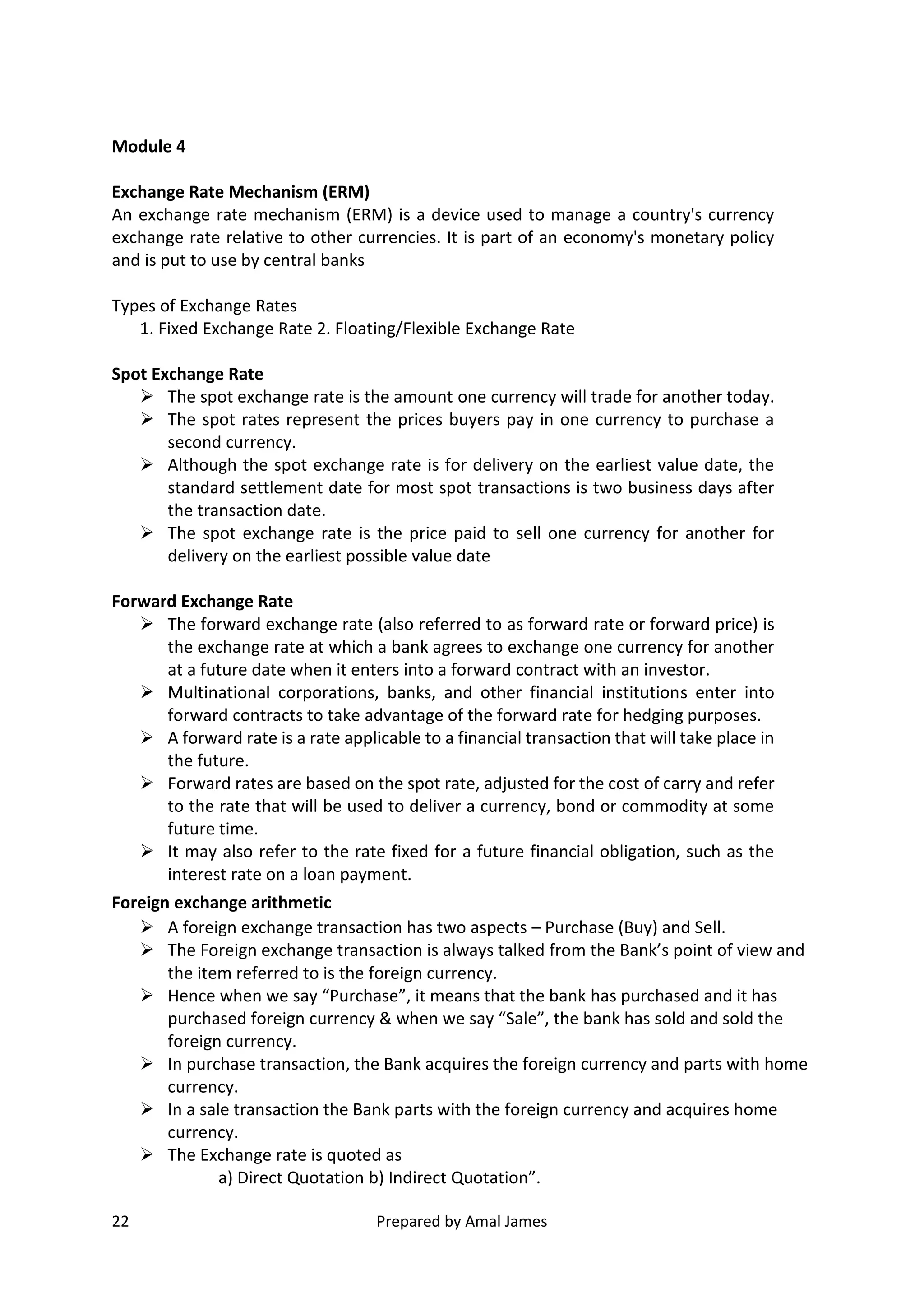 Forex management Study Note Calicut university | PDF