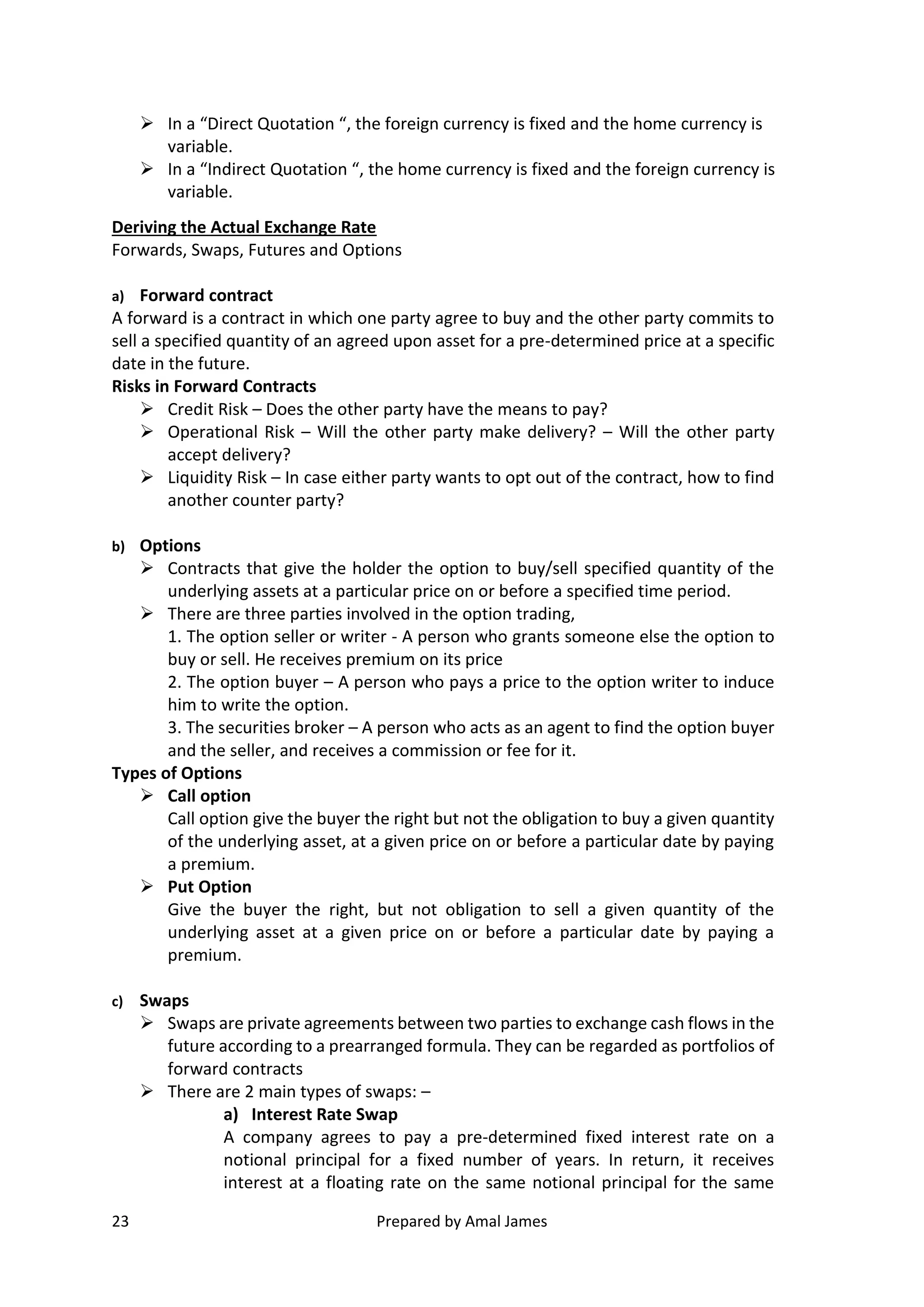 Forex management Study Note Calicut university | PDF