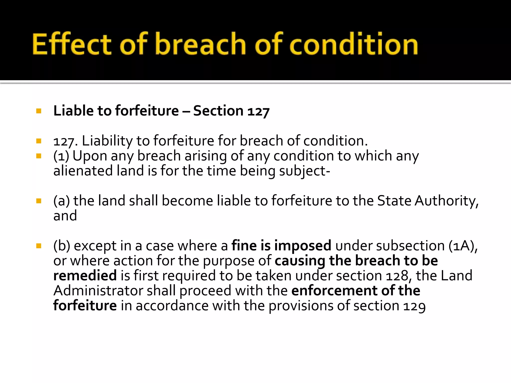 LAND LAW 1 Forfeiture 2014 | PPTX