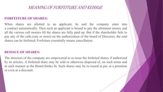 Forfeiture and Reissue of Shares | PPTX