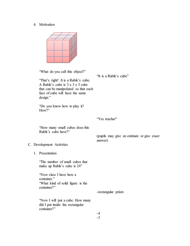 a detailed lesson plan in mathematics VI(volume of rectangular prism | DOCX