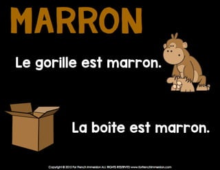 French Colors Introduction - Les Couleurs (with "marron") | PDF