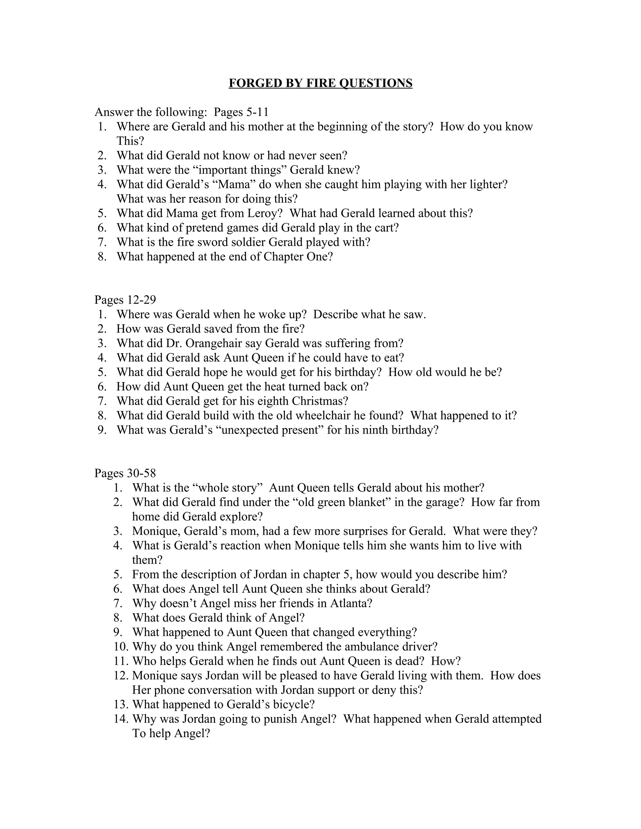 Forged by fire questions | DOC