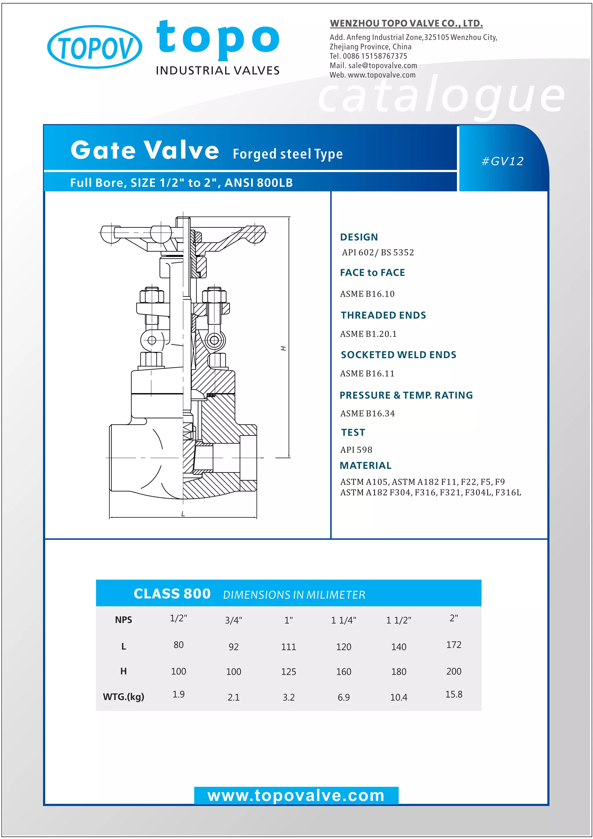 Forged steel gate valve 800 lb topo valve catalogue | PDF