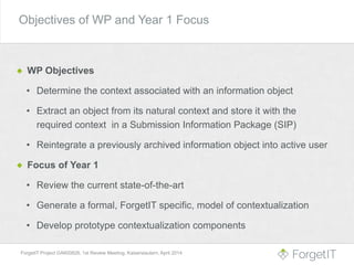 Contextualization / Decontextualization (WP6 ForgetIT 1st year review) | PPT