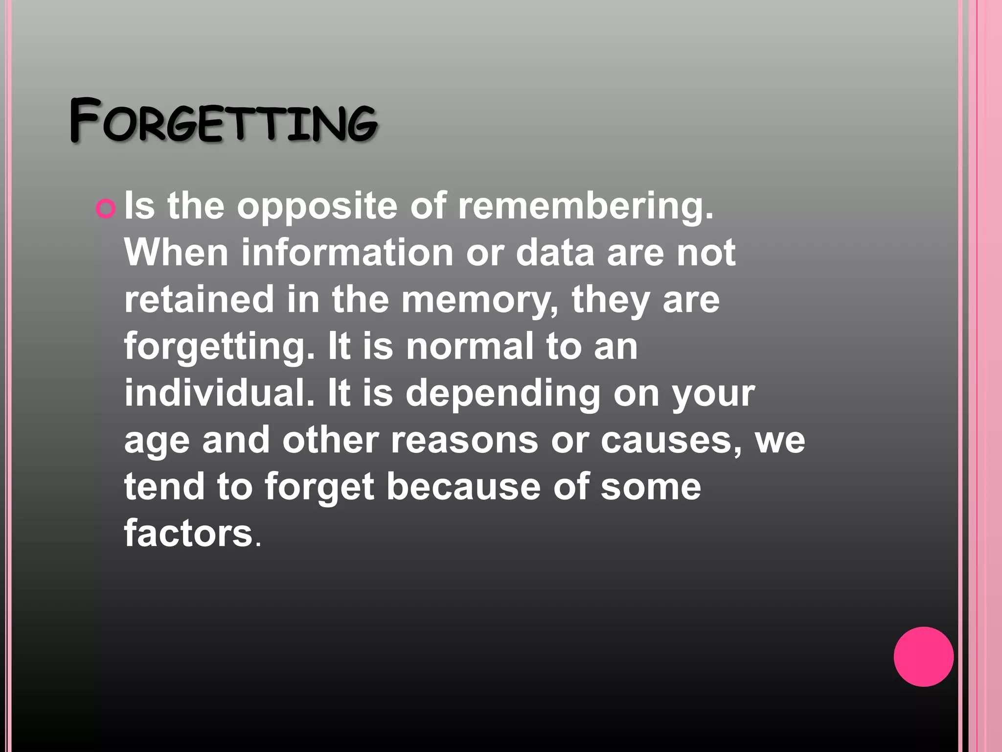 psychology of forgetting | PPTX