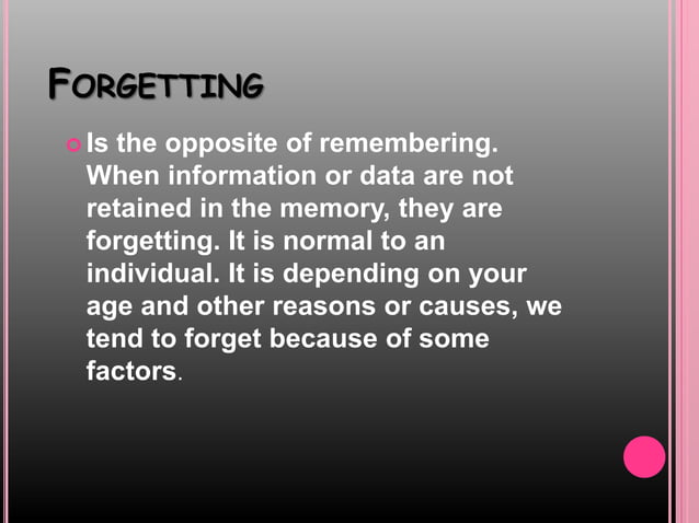 psychology of forgetting | PPTX