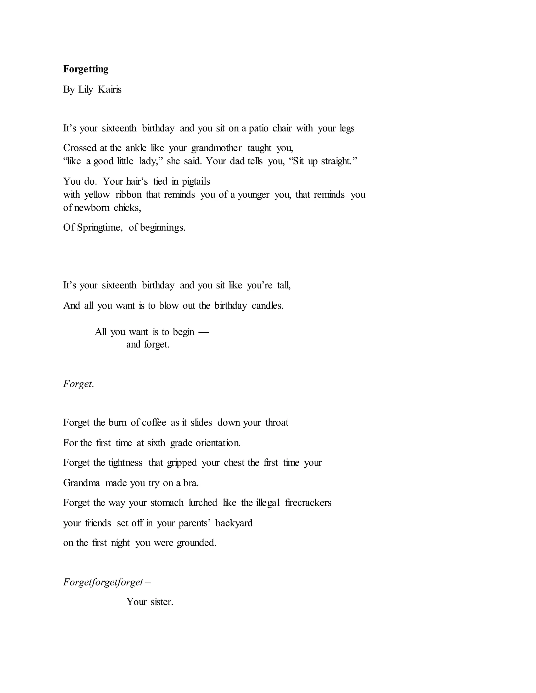 Forgetting - poem | DOCX