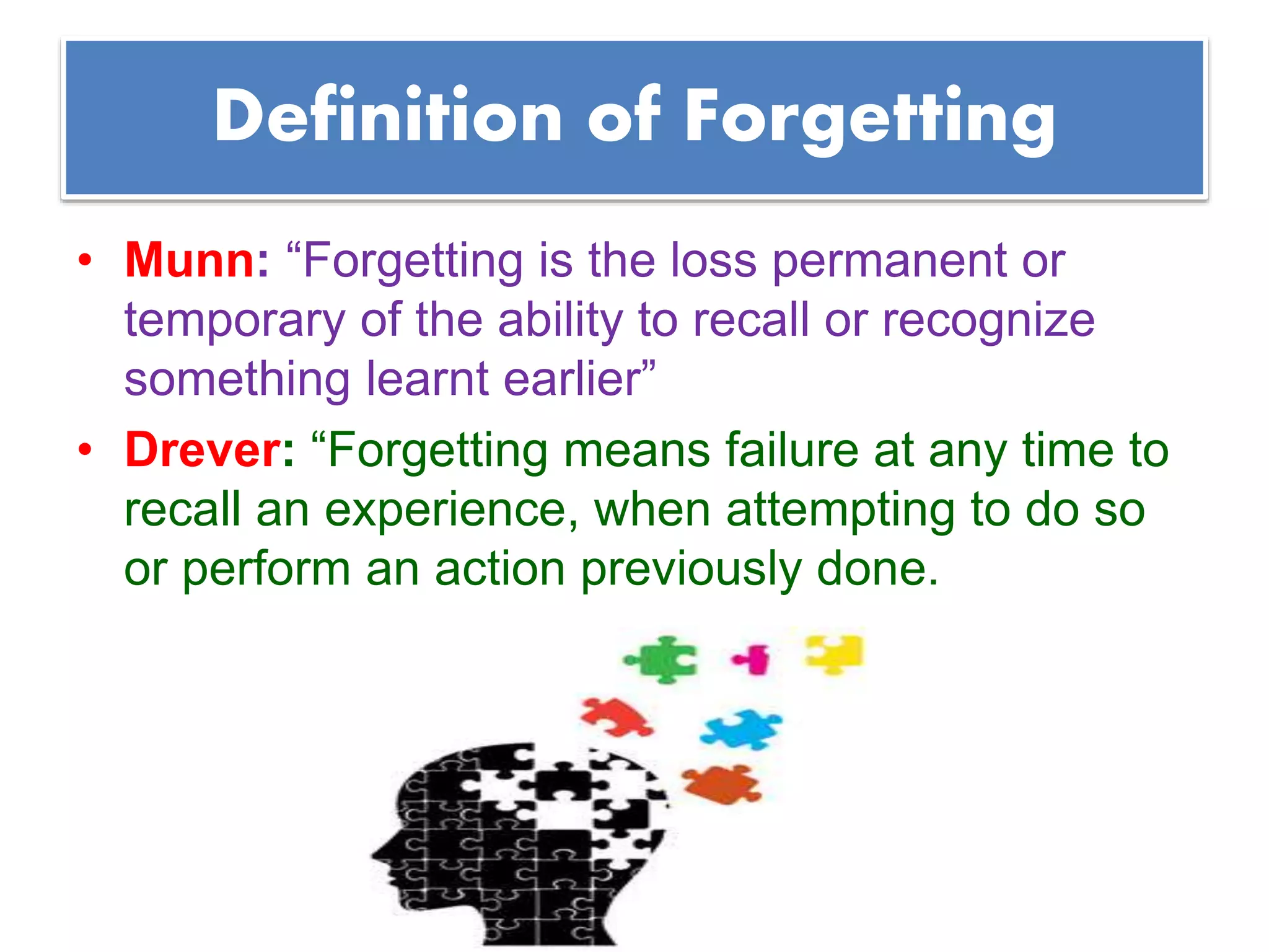 Forgetting Definition Types Of Forgetting Theories Of Forgetting Ebbinghaus Forgetting