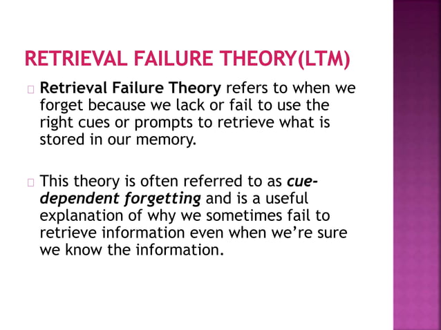 Forgetting and theories of forgetting | PPTX | Data Storage and Warehousing | Computing
