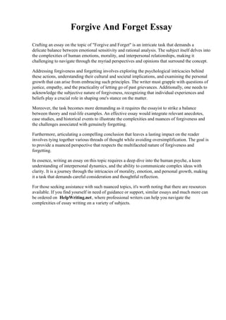 Forgive And Forget Essay.pdf | Educational Assessment | Education