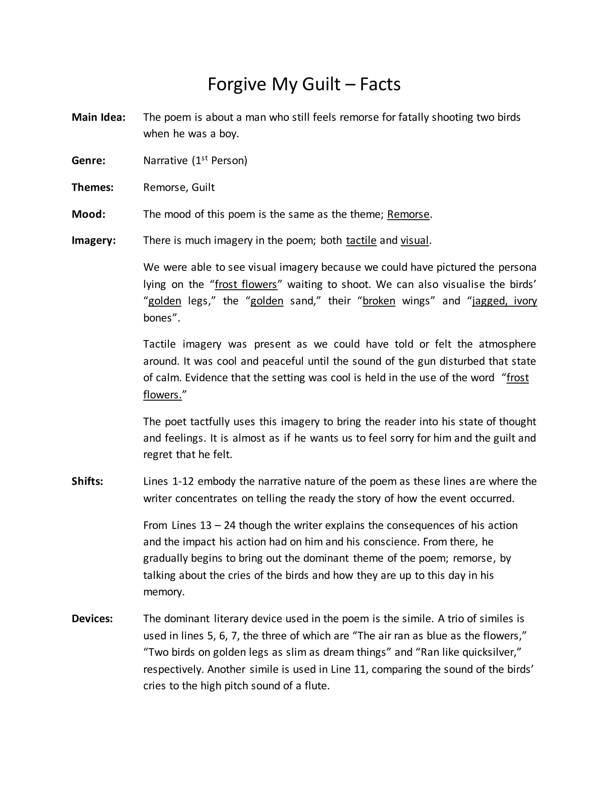 Forgive My Guilt - Analysis | DOCX