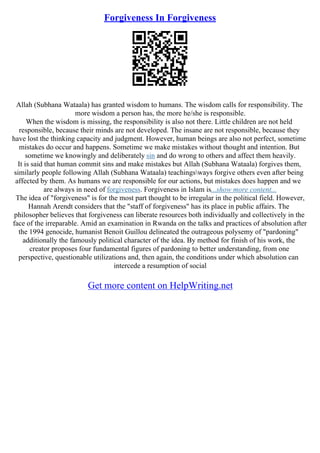 Forgiveness Essay | PDF