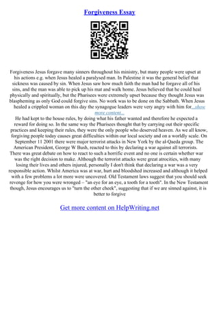 Forgiveness Essay | PDF