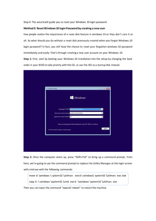 Forgot or lost your windows 10 login password, how to reset it | PDF