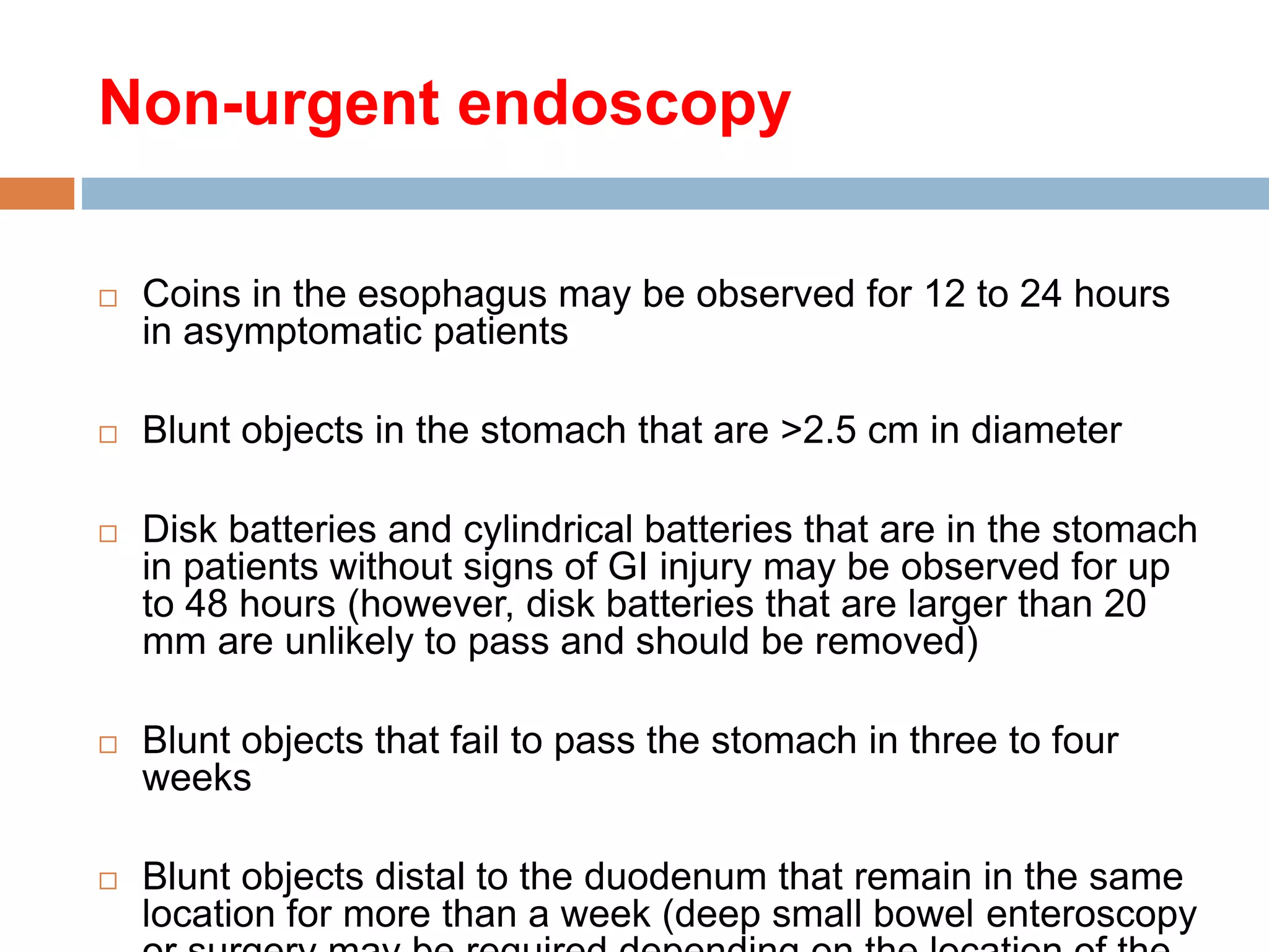 Foriegn body upper GI tract -role of endoscopy. | PPTX