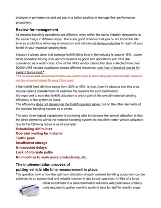 Forklift idling control as a management tool to increase material ...