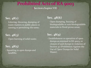 lecture on RA 9003 Ecological solid waste management | PPTX
