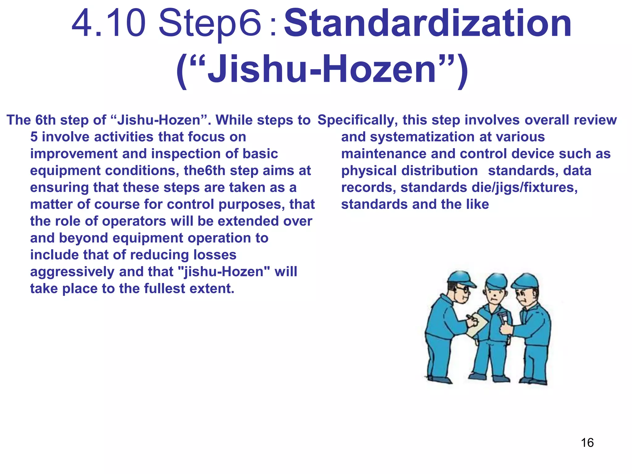 TPM for lean manufacturing chp4 step of “jlshu hozen “activities | PDF
