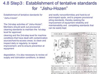 TPM for lean manufacturing chp4 step of “jlshu hozen “activities | PDF