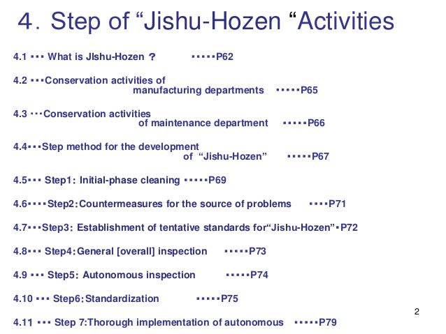 TPM for lean manufacturing chp4 step of “jlshu hozen “activities