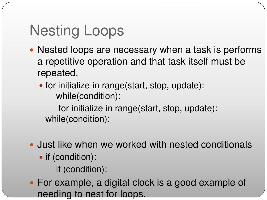 For Loops and Nesting in Python