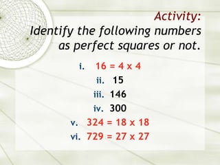 FORM-1-9-SQUARES-AND-SQUARE-ROOTS HIGH SCHOOL MATHEMATICS.pptx