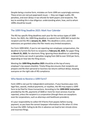 Form 1099 Due Diligence: Avoid Errors & Fines in 2025 | PDF