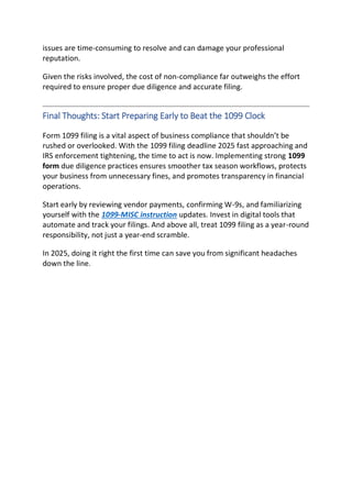 Form 1099 Due Diligence: Avoid Errors & Fines in 2025 | PDF