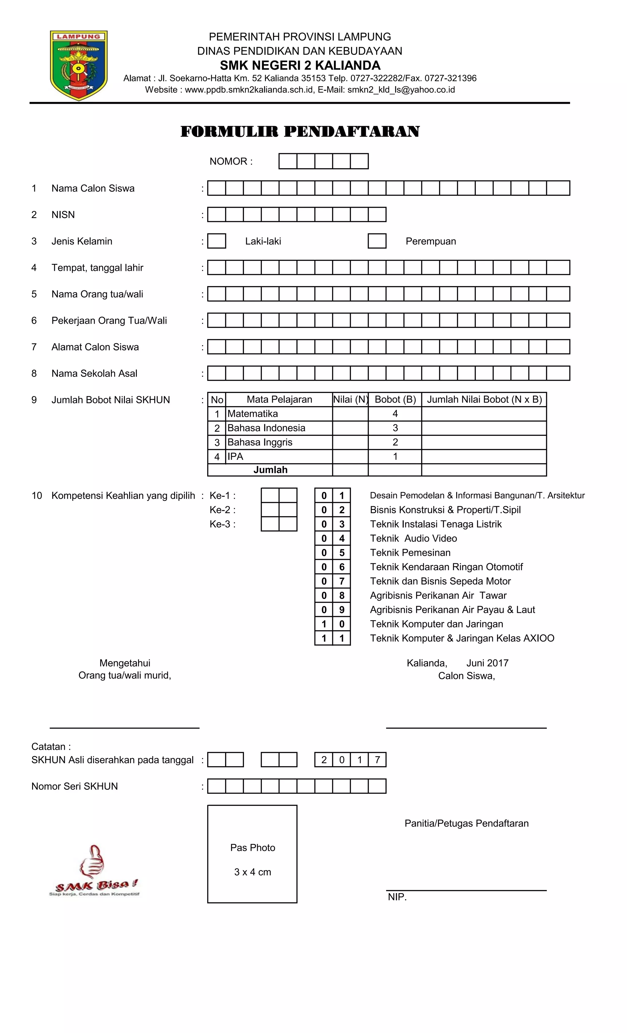 Form. pendaftaran | PDF